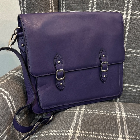 Levenger | Bags | Levenger Purple Leather Bag | Poshmark